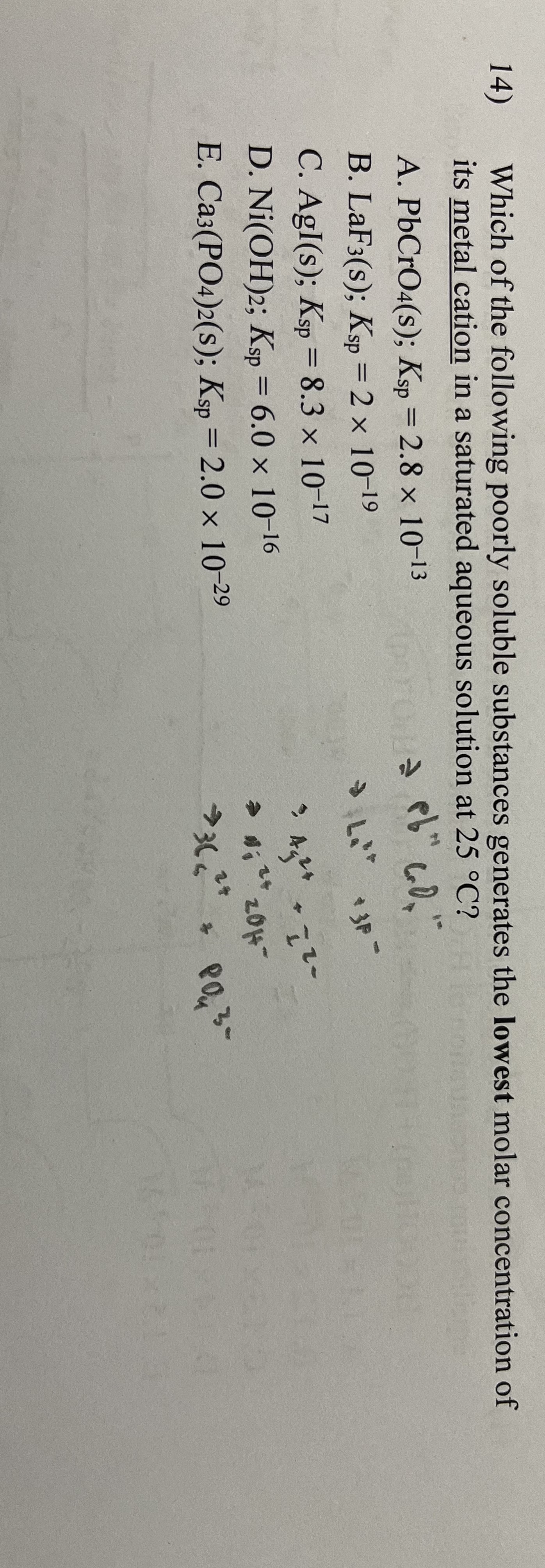 Solved Which of the following poorly soluble substances | Chegg.com