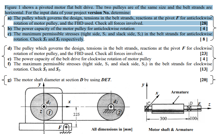 Solved given the diameters, speed, mass, belt density, belt | Chegg.com
