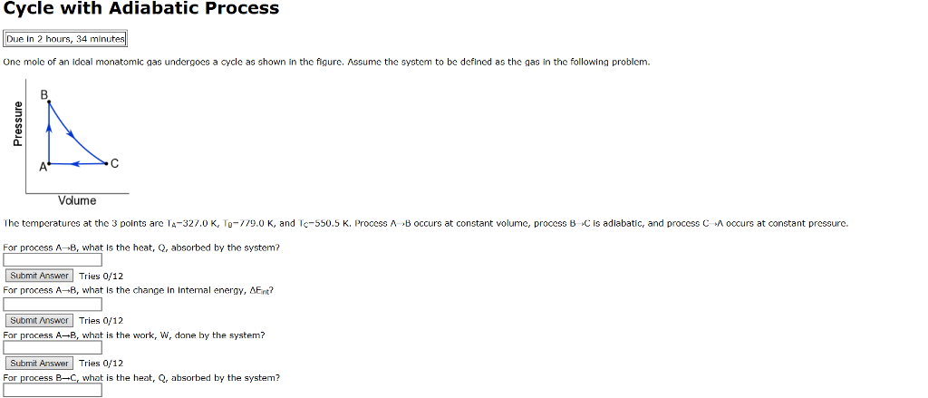 Solved Cycle with Adiabatic Process Due In 2 hours,34 | Chegg.com