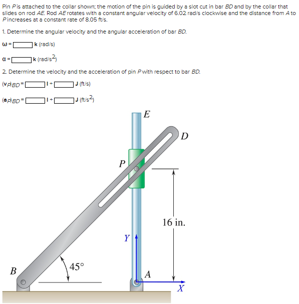 Solved Pin P is attached to the collar shown; the motion of | Chegg.com