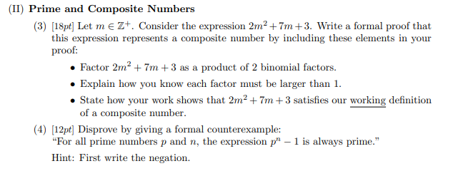Solved I) Prime and Composite Numbers (3) [18pt] Let m∈Z+. | Chegg.com