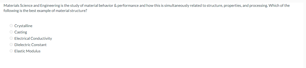 Solved Materials Science and Engineering is the study of | Chegg.com