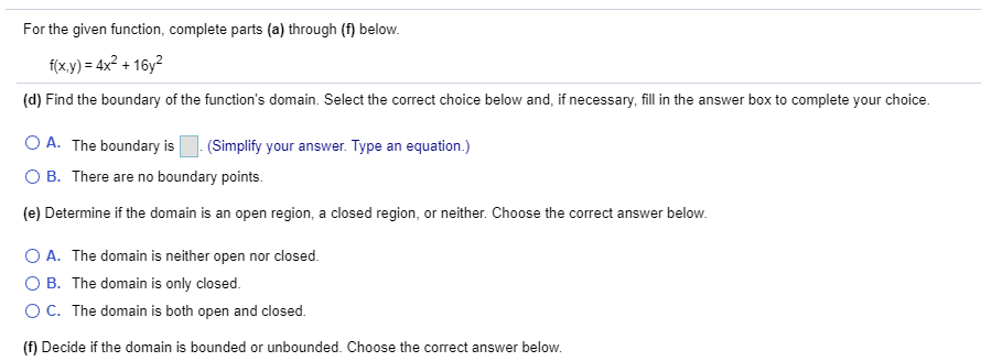 Solved For the given function, complete parts (a) through | Chegg.com