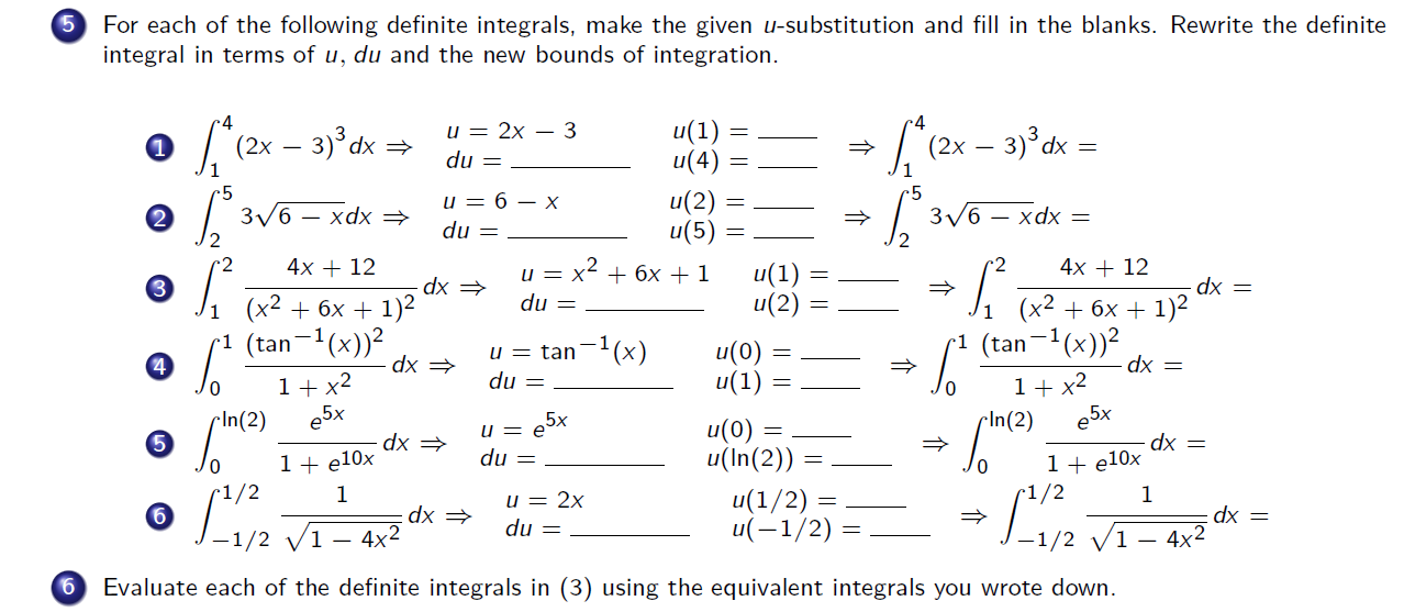 Solved 5 For each of the following definite integrals, make | Chegg.com
