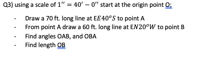 Solved Q3) using a scale of 1′′=40′−0′′ start at the origin | Chegg.com