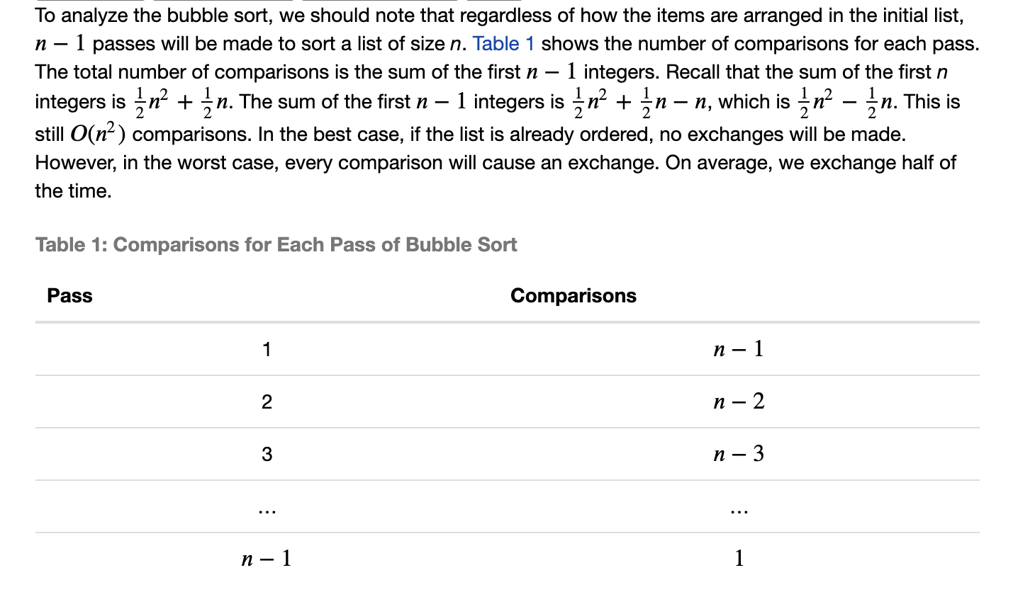 Solved n To analyze the bubble sort, we should note that | Chegg.com