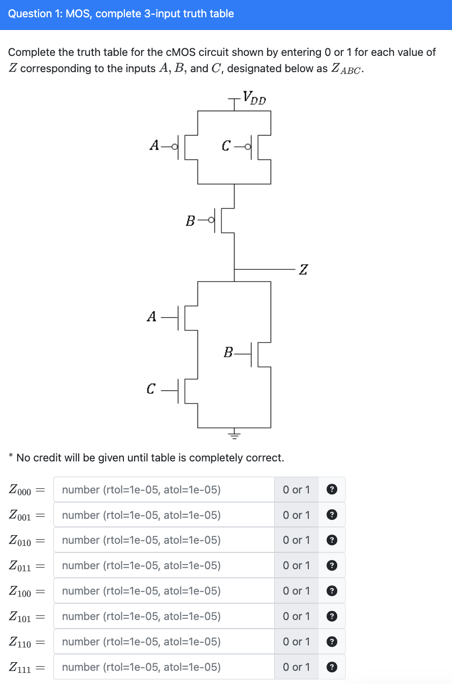 Solved Complete the truth table for the cMOS circuit shown | Chegg.com