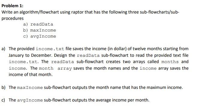 Solved Problem 1: Write an algorithm/flowchart using raptor | Chegg.com