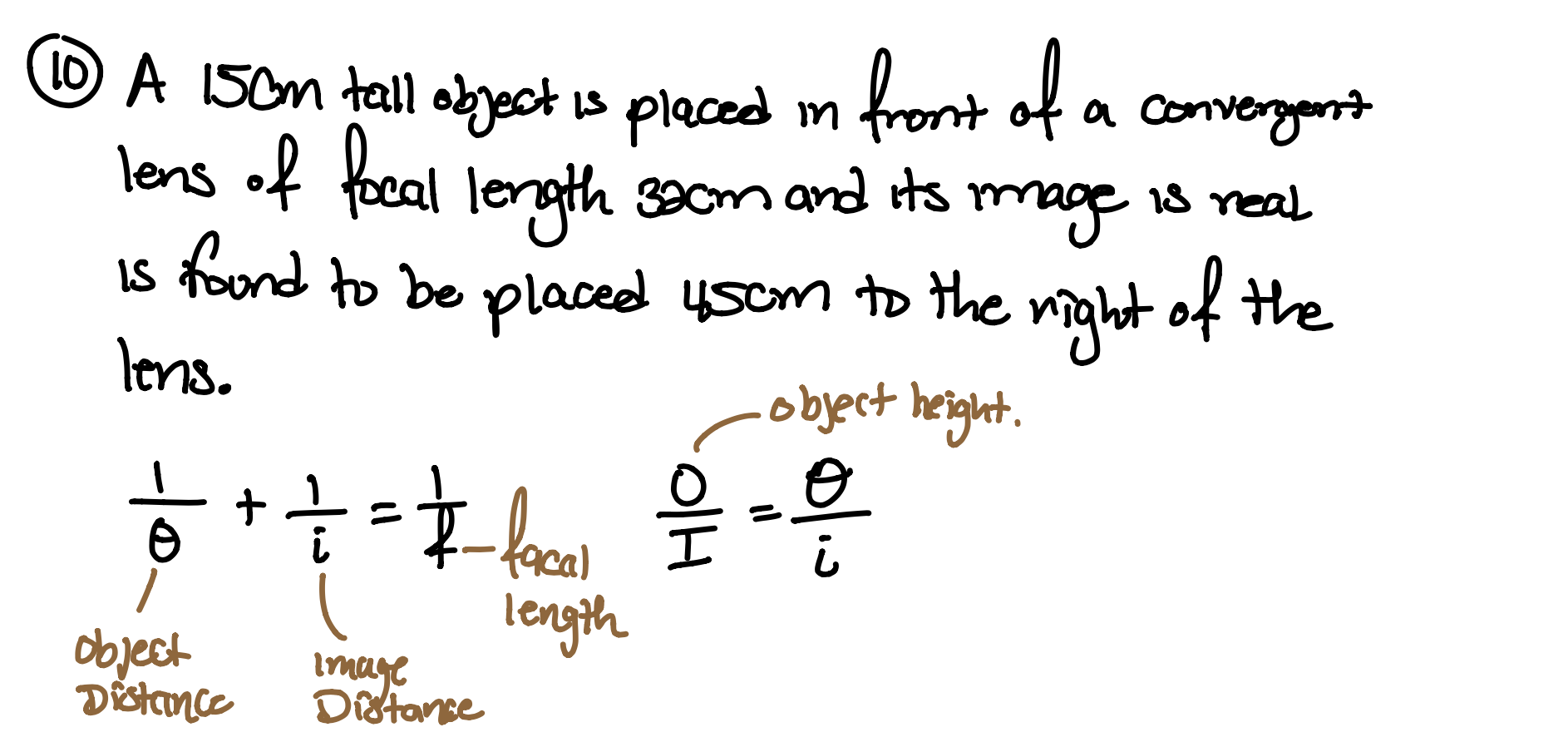 Solved A 15cm tall object is placed in front of a convergent | Chegg.com