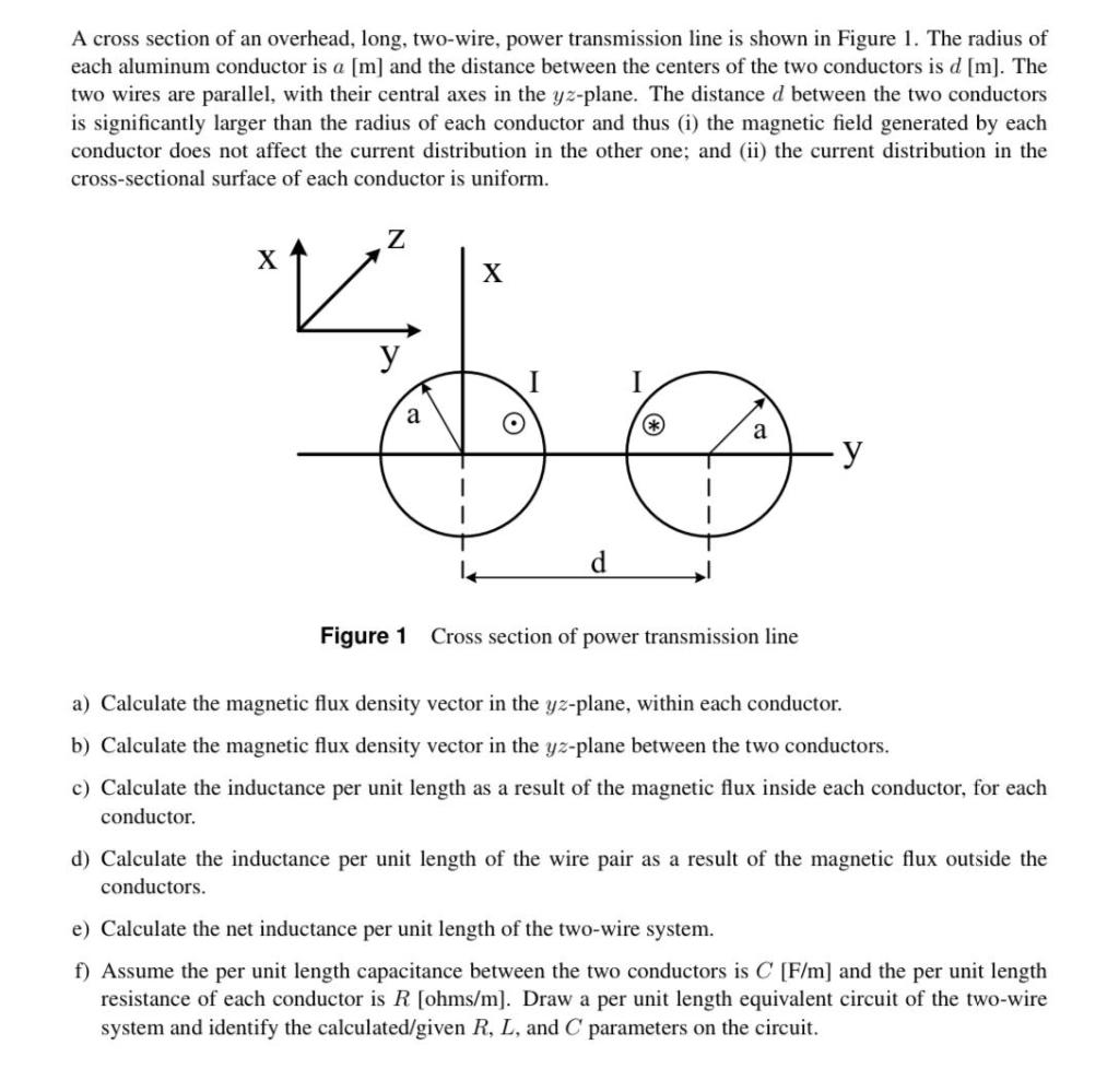 Solved A cross section of an overhead, long, two-wire, power | Chegg.com