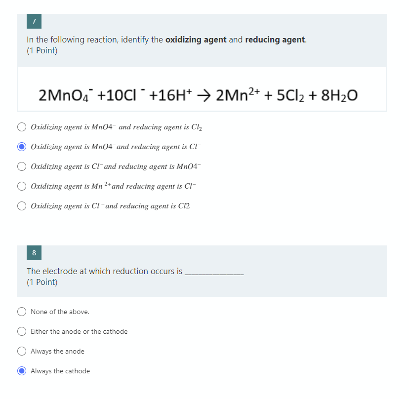 Solved 7 In the following reaction, identify the oxidizing | Chegg.com