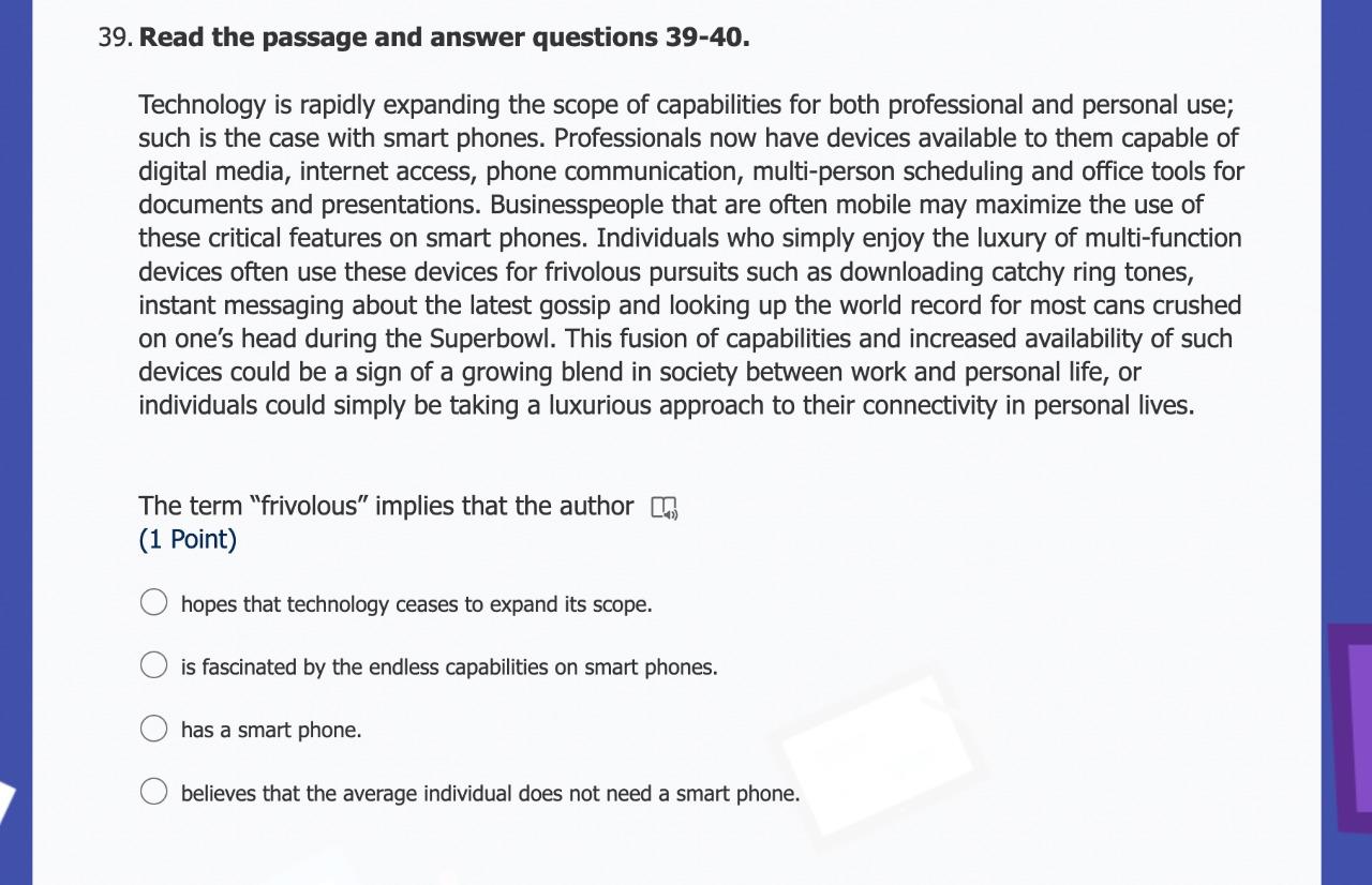 Solved 39. Read the passage and answer questions 39-40. | Chegg.com