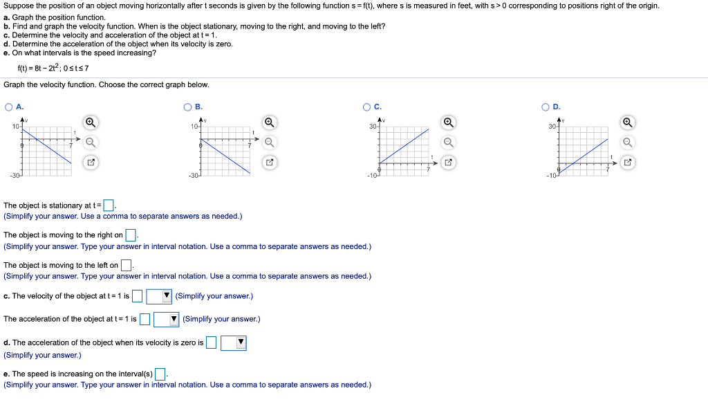 Solved Suppose The Position Of An Object Moving Horizontally