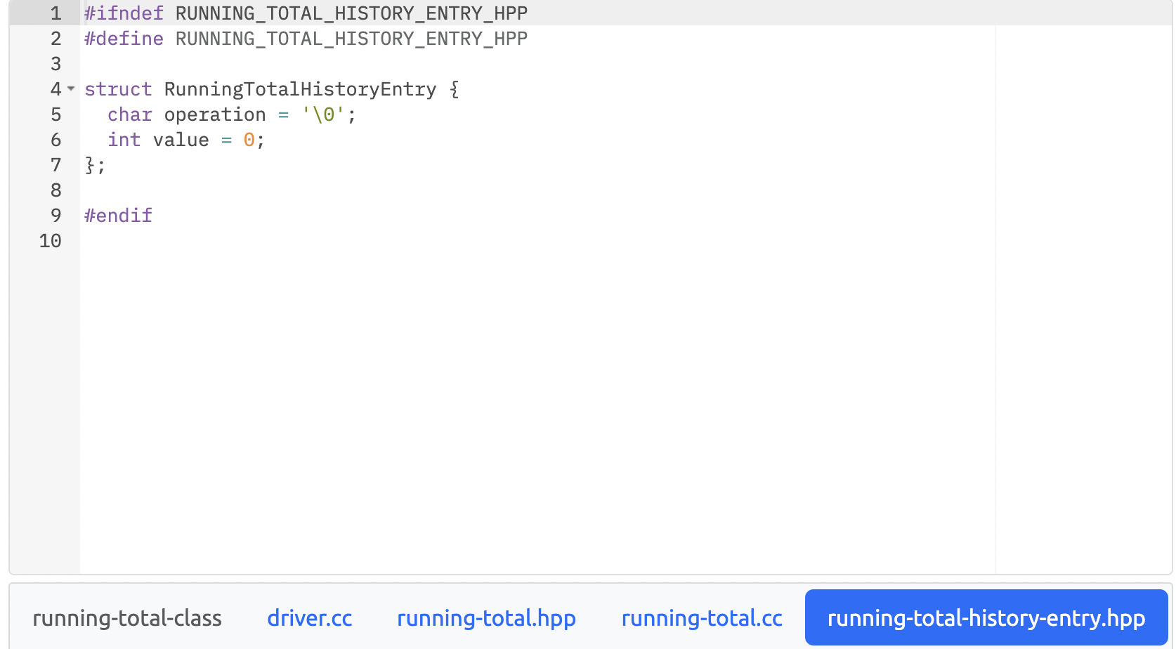 Solved Define the class Runningtotal according to the | Chegg.com