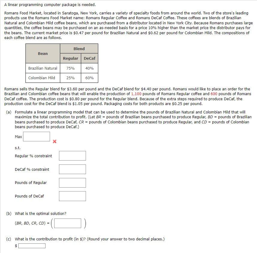 Solved A linear programming computer package is needed. | Chegg.com