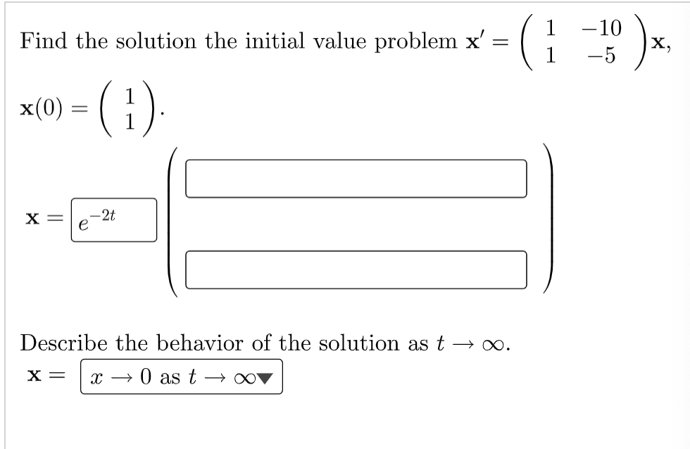 Solved Find the solution the initial value problem x' = (1 | Chegg.com