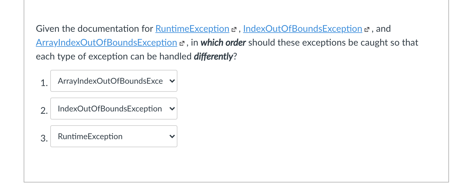 Solved Given the documentation for RuntimeException e', | Chegg.com