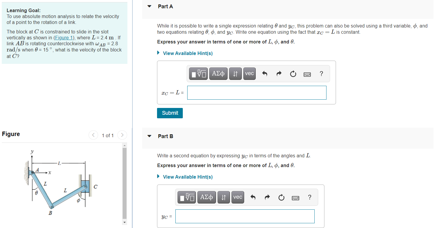 Solved Part A Learning Goal: To use absolute motion analysis | Chegg.com