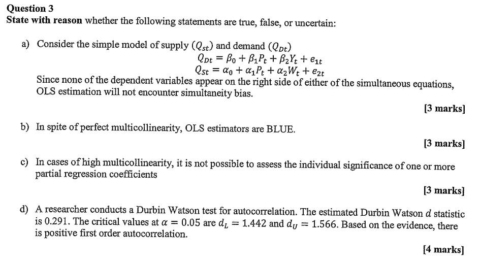 Solved State with reason whether the following statements | Chegg.com
