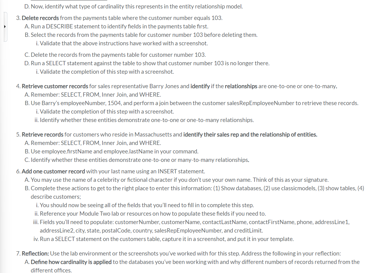 Solved D. ﻿Now, identify what type of cardinality this | Chegg.com