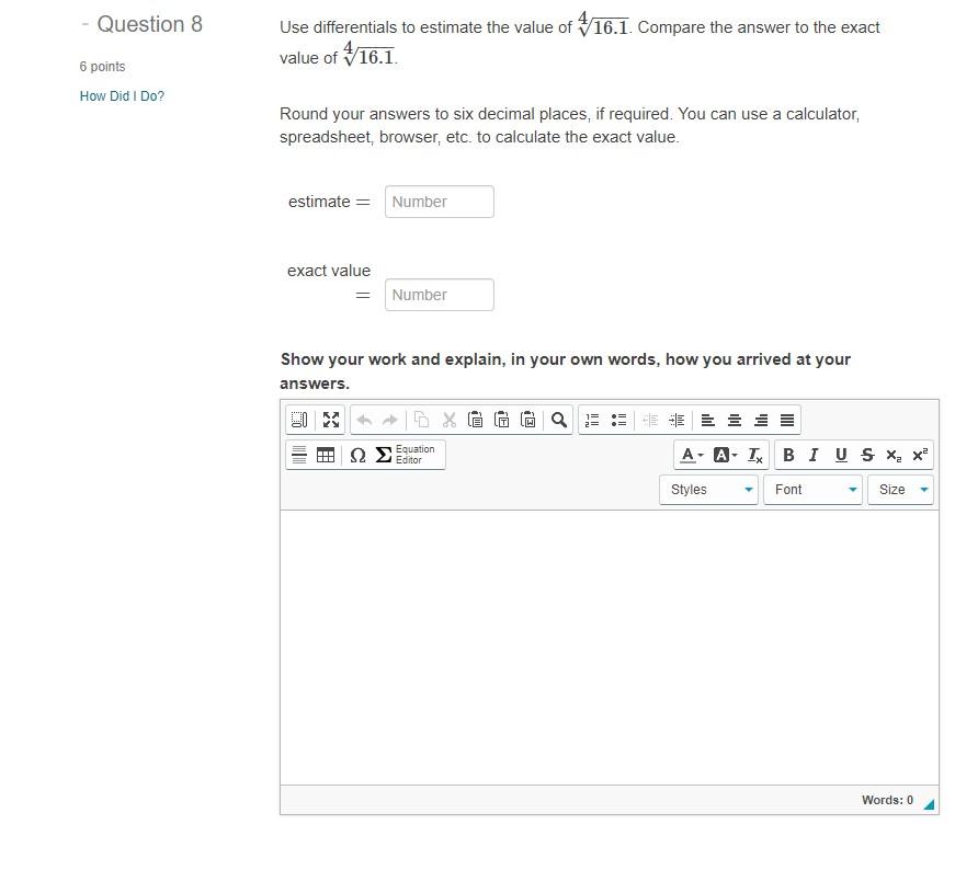 Solved Use differentials to estimate the value of 416.1. | Chegg.com