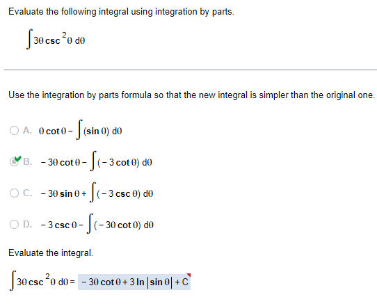 Solved Evaluate the following integral using integration by | Chegg.com