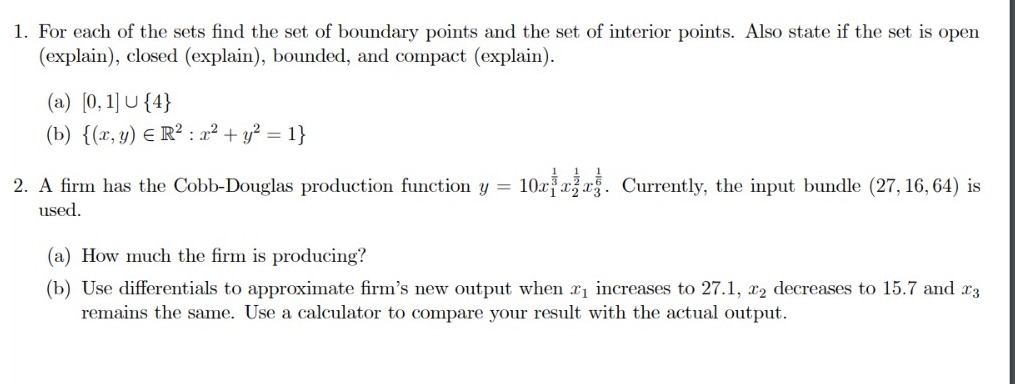 Solved 1. For each of the sets find the set of boundary | Chegg.com