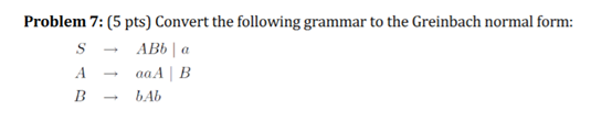 Solved Problem 7: (5 pts) Convert the following grammar to | Chegg.com