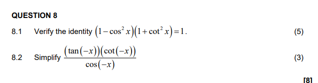 Solved e identity (1−cos2x)(1+cot2x)=1 | Chegg.com