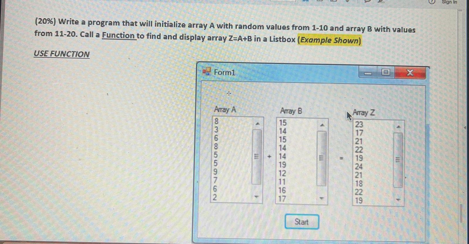 Solved Sign In (20%) Write a program that will initialize | Chegg.com