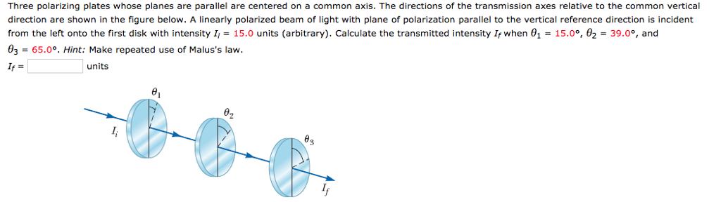 Solved Three polarizing plates whose planes are parallel are | Chegg.com
