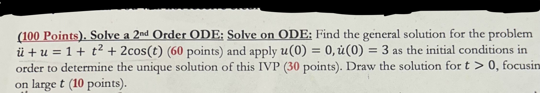 Solved (100 ﻿Points). ﻿Solve a 2nd ﻿Order ODE: Solve on | Chegg.com