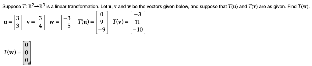 Solved Suppose T: R2→R3 is a linear transformation. Let u, v | Chegg.com