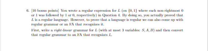 Solved 6. [10 bonus points] You wrote a regular expression | Chegg.com