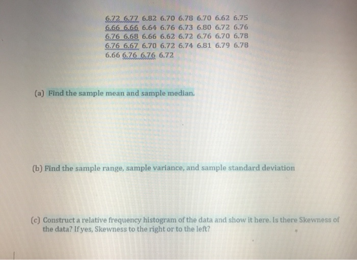 Solved 6.72 6.77, 6.82 6.70 6.78 6.70 6.62 6.75 666 6.66. | Chegg.com