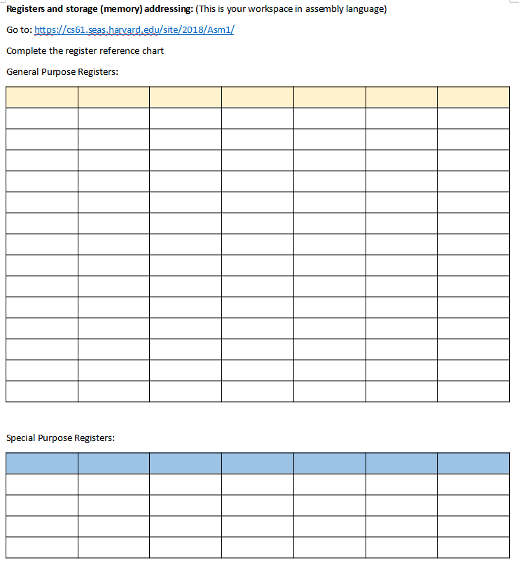 Solved Registers and storage (memory) addressing: (This is | Chegg.com