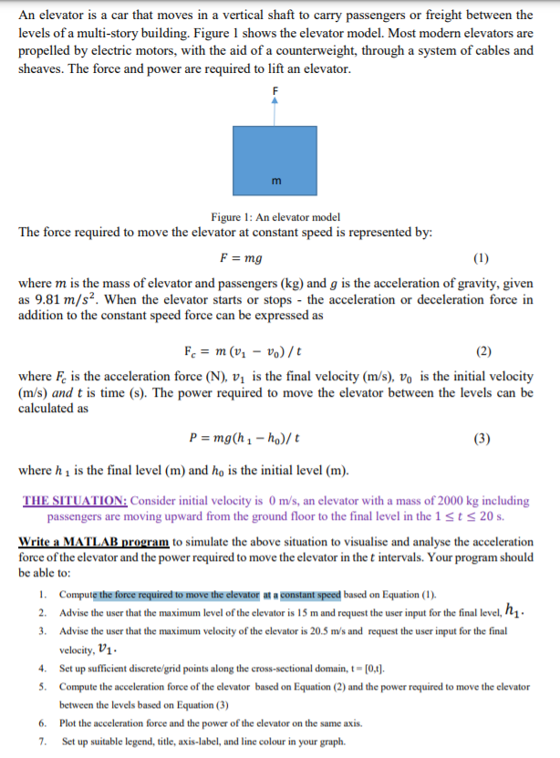 Solved An elevator is a car that moves in a vertical shaft | Chegg.com