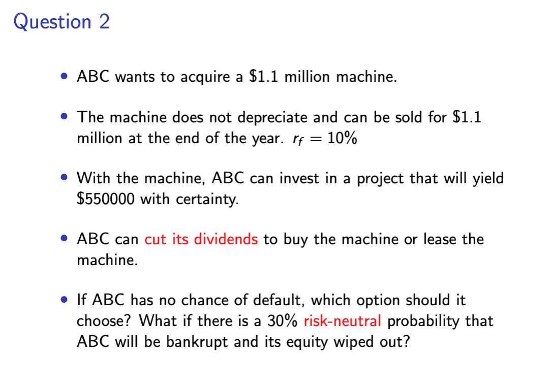 Solved ABC wants to acquire a $1.1 million machine. The | Chegg.com