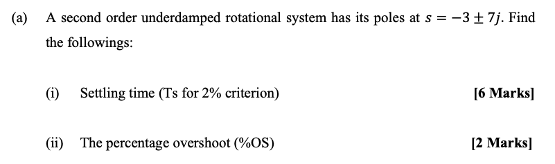 Solved (a) A second order underdamped rotational system has | Chegg.com