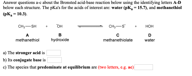 Solved Answer questions a-c about the Bronsted acid-base | Chegg.com