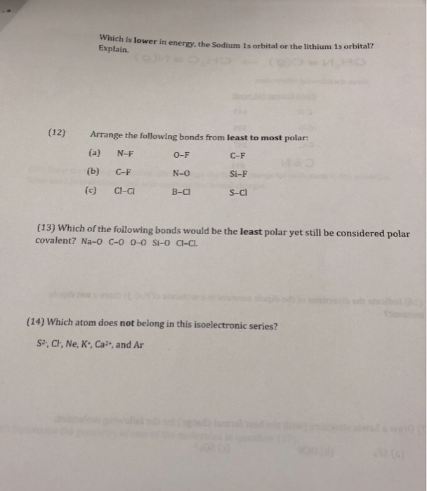 Solved Which is lower in energy, the Sodium 1s orbital or | Chegg.com