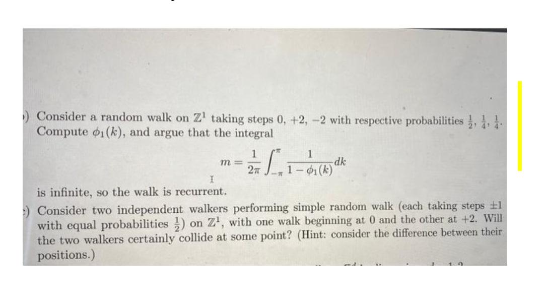 Solved 11.1-4.00 m = 241 ) Consider a random walk on z | Chegg.com