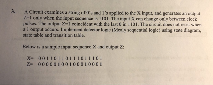 Solved 3. A Circuit examines a string of 0's and 1's applied | Chegg.com