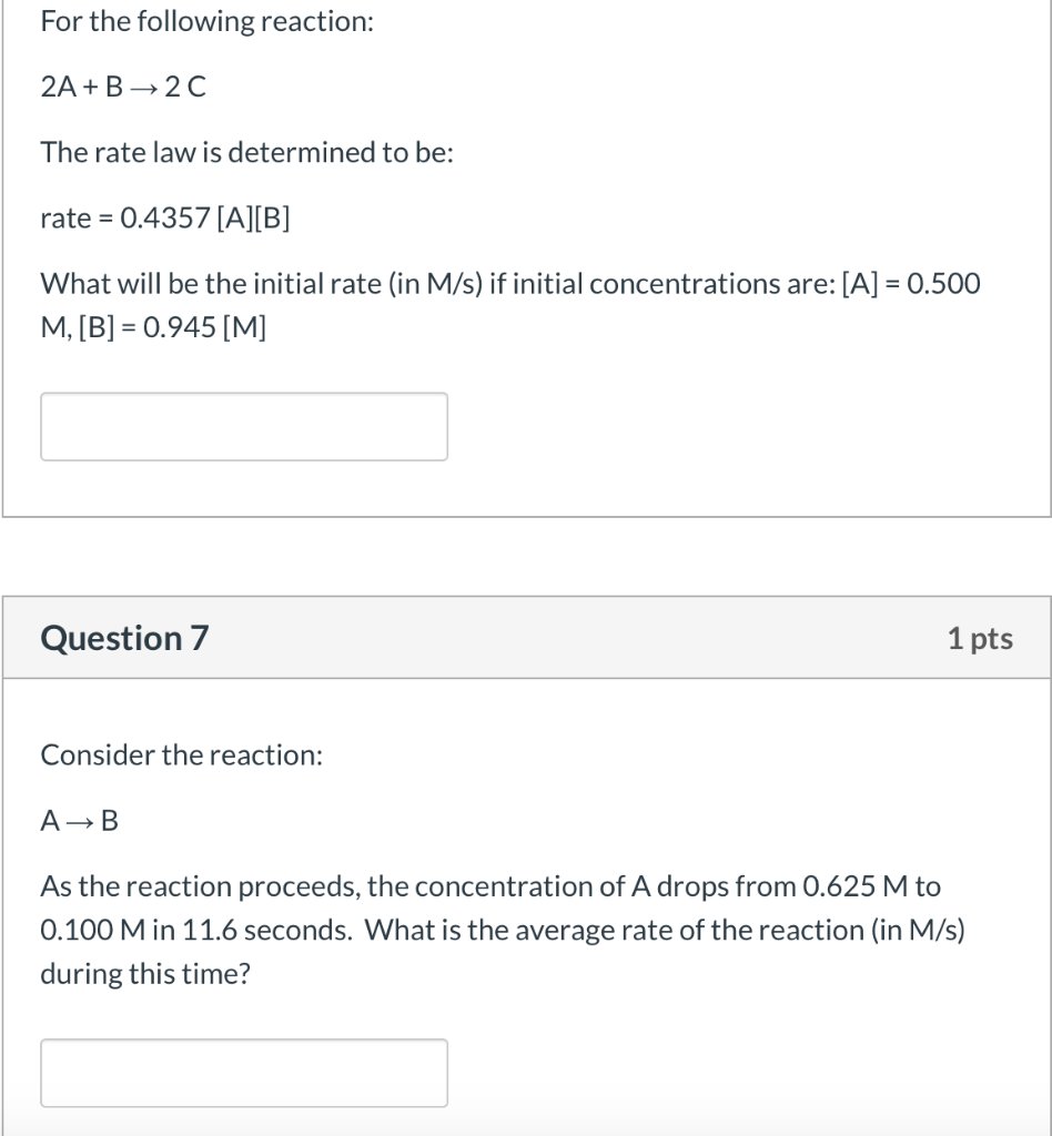 Solved For the following reaction: 2A +BŐ20 The rate law is | Chegg.com