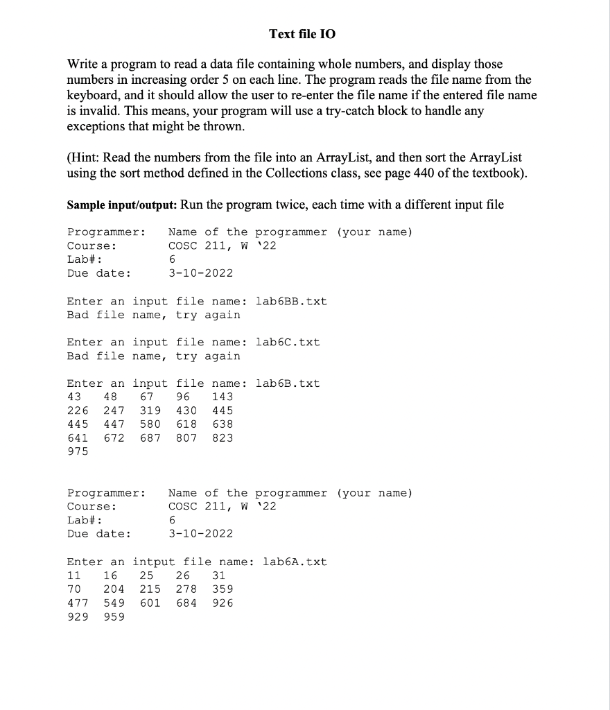 Solved Text file IO Write a program that uses the Print | Chegg.com