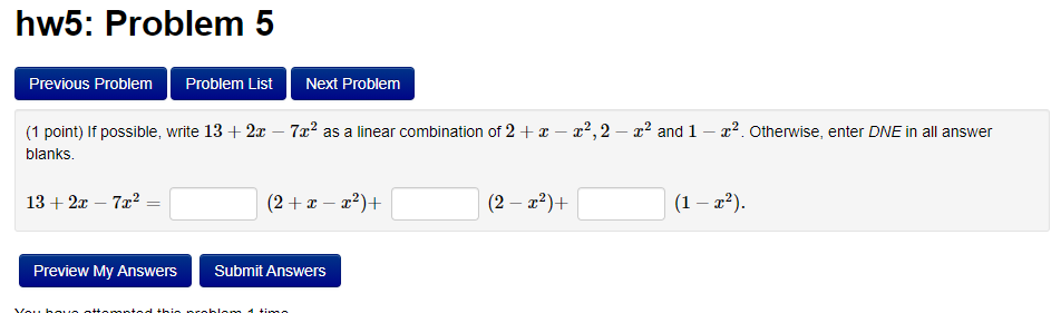 Solved hw5: Problem 5 Previous Problem Problem List Next | Chegg.com