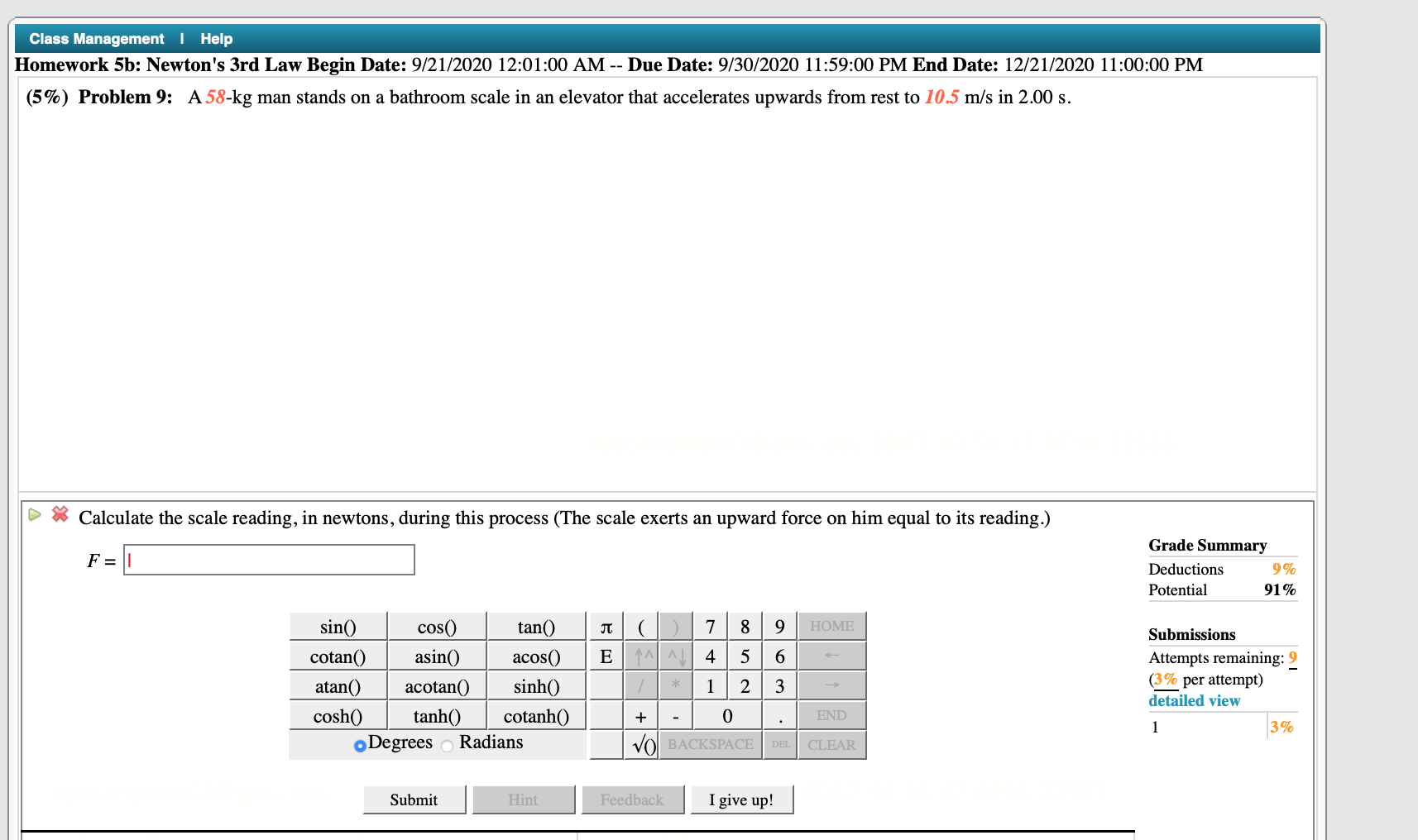 Solved Class Management | Help Homework 5b: Newton's 3rd Law | Chegg.com