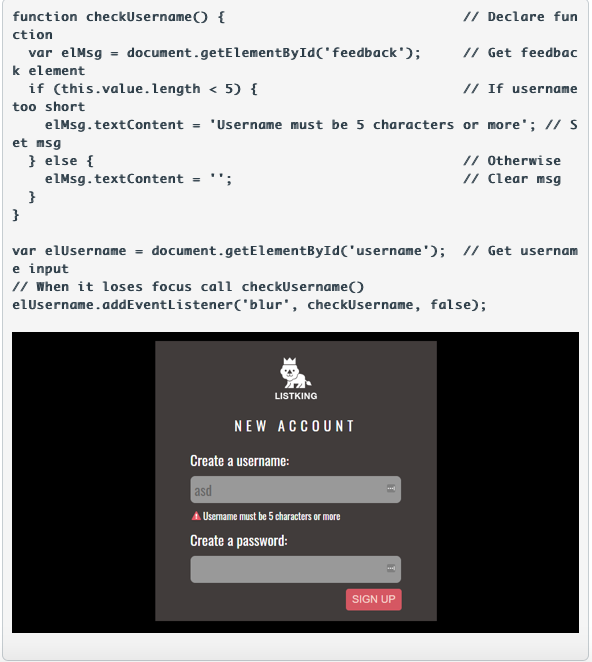 Solved Wk6 HW Part 2: Form Validation Using Events, | Chegg.com
