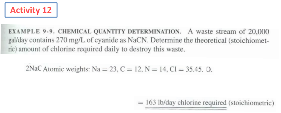 Solved EXAMPLE 9-9. CHEMICAL QUANTITY DETERMINATION. A waste | Chegg.com