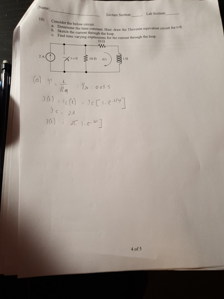 Solved Name: Lecture Section: Lab Section: 10) Consider the | Chegg.com